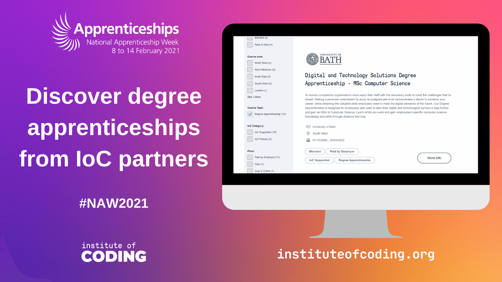 Supporting National Apprenticeship Week 2021 - Institute of Coding